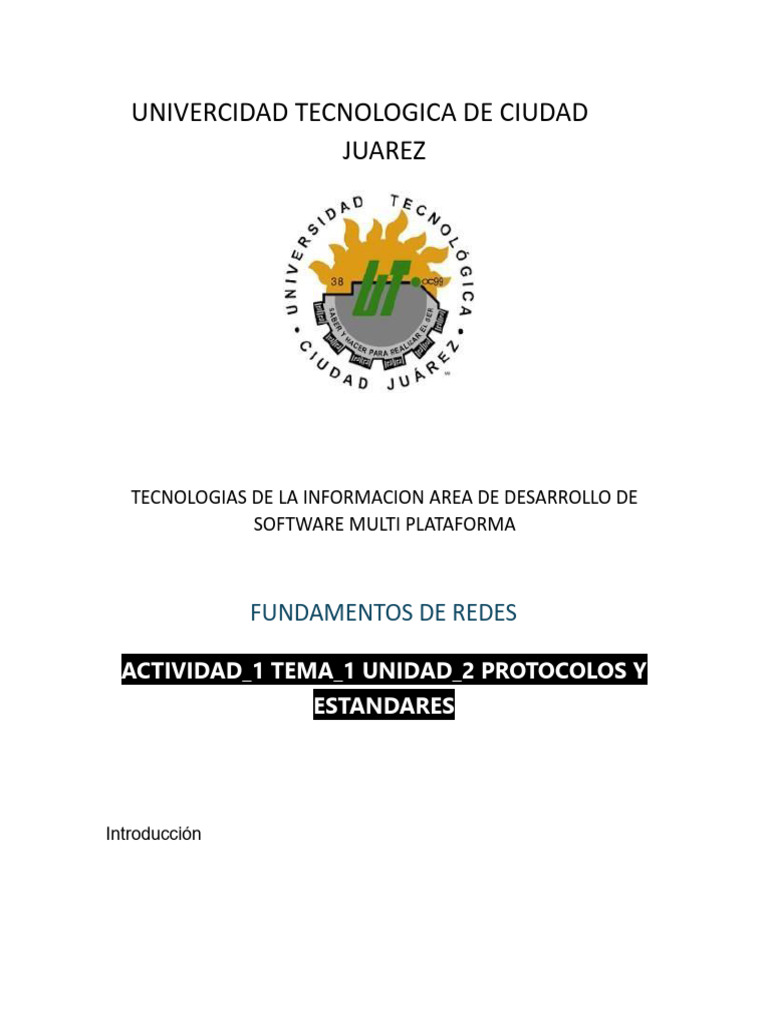Actividad - 1 Tema - 1 Unidad - 2 Protocolos y Estandares | PDF | Red de computadoras | Modelo osi