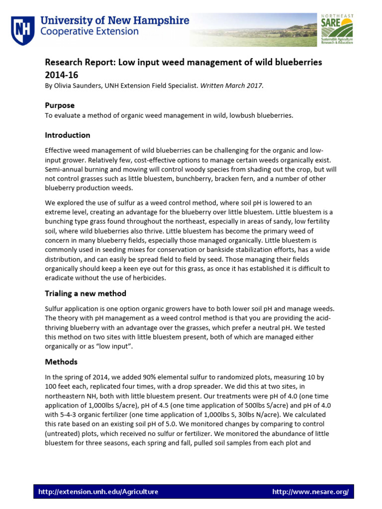 Research Report - Low Input Weed Management of Wild Blueberries 21 ...