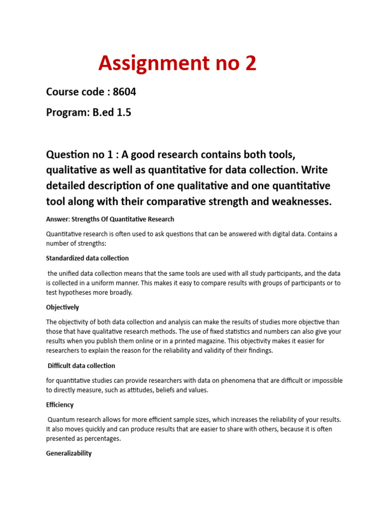 Assignment No 2: Answer: Strengths of Quantitative Research | PDF | Sampling (Statistics ...