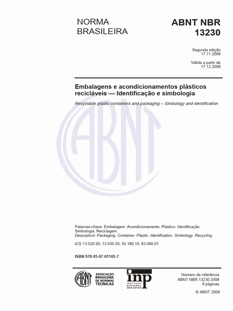 ABNT NBR 13230-2008 - Embalagens e Acondicionamento Plásticos ...