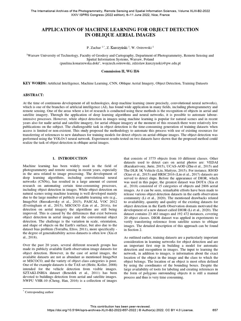 Application of Machine Learning For Object Detecti | PDF | Machine Learning | Remote Sensing