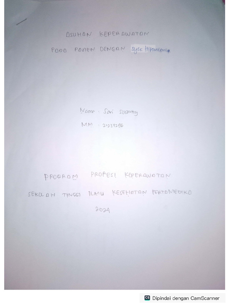 ASKEP PADA PASIEN DENGAN SYOK HIPOVOLEMIK 21 MEI 2024 | PDF