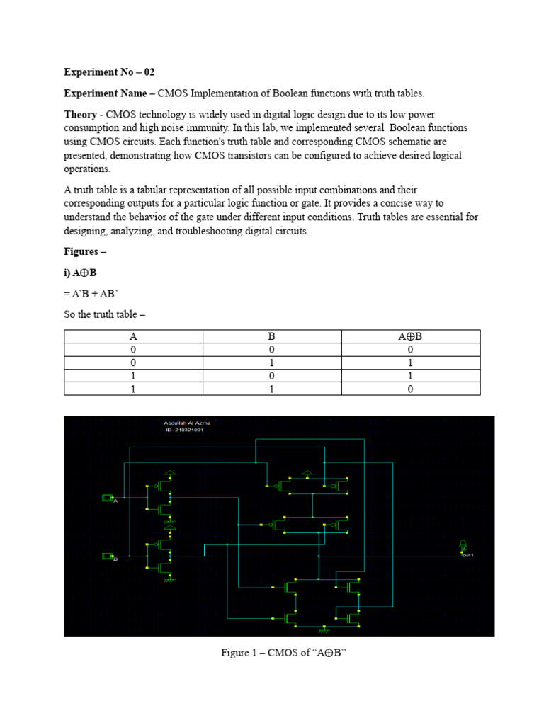 VLSI Lab Report 2 | PDF | Cmos | Logic Gate