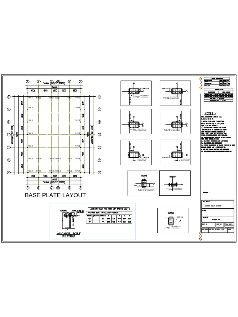 Base Plate Layout and Anchor Types | PDF