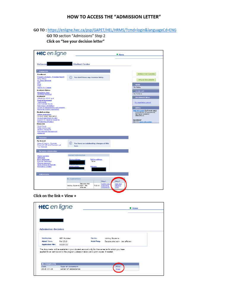 Access Your Admission Letter Online | PDF | Computers