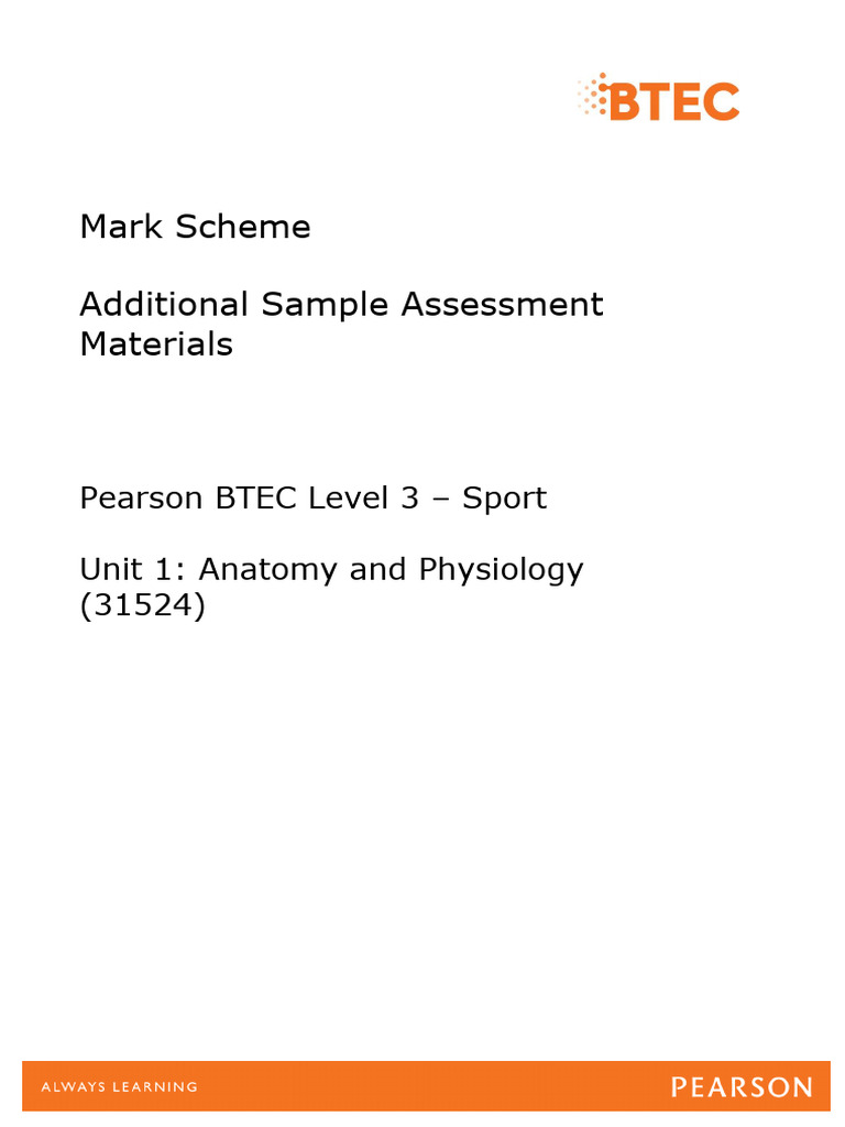Additional Sample Assessment Material Sport Unit 1 Marking Grid | PDF | Breathing | Respiratory ...