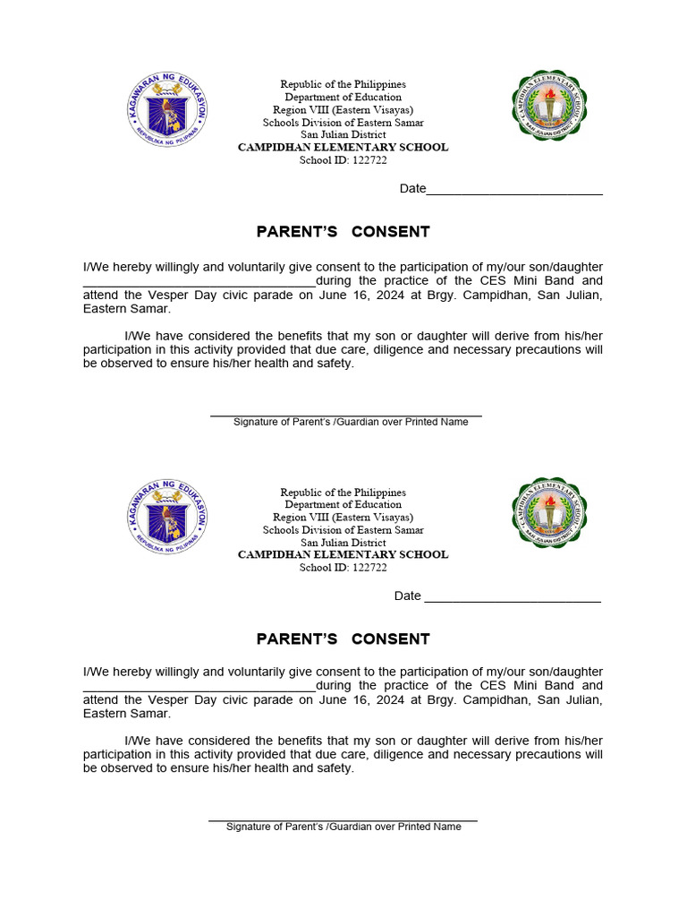 Parents Consent - Band | PDF