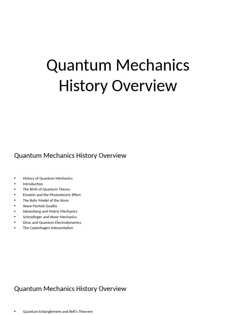 Quantum Mechanics History Overview | Download Free PDF | Quantum ...
