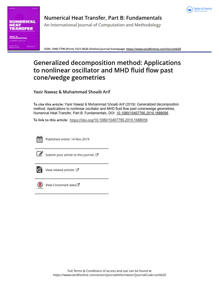 Generalized Decomposition Method Applications To Nonlinear Oscillator and MHD Fluid Flow Past ...