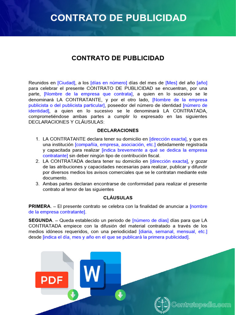 Contrato de Publicidad | Descargar gratis PDF | Publicidad