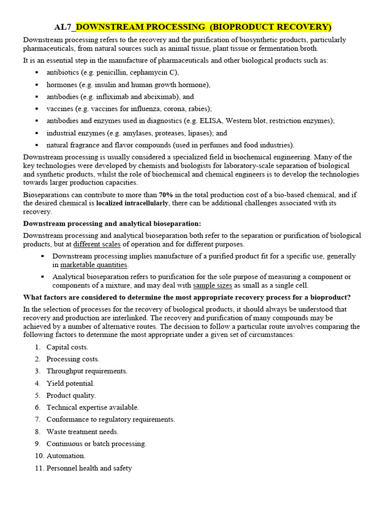FL8 9 Downstream Processing | PDF | Biology | Chemistry