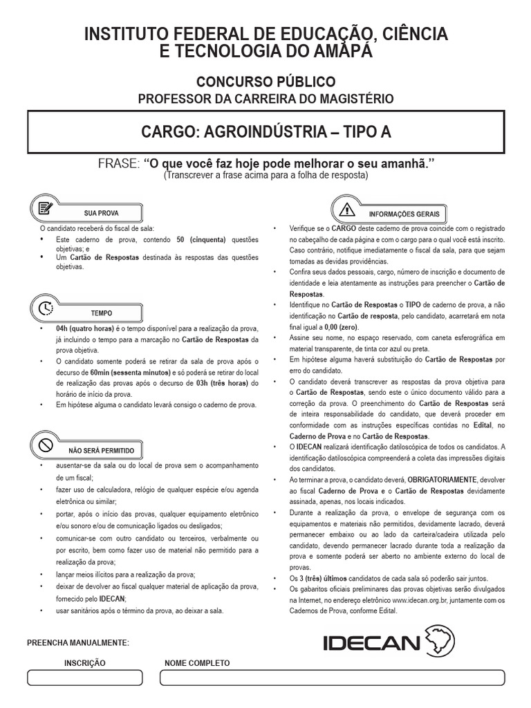 IFAP IDECAN Agroindústria Tipo A | PDF | Pedagogia | Pronome