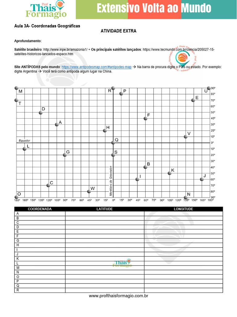Aula 3A- Atividade Extra Coordenadas-1 | PDF