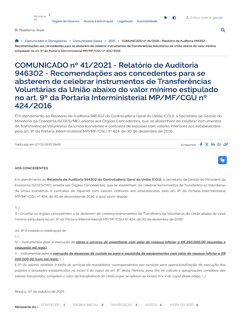 COMUNICADO Nº 41-2021 - Relatório de Auditoria | PDF