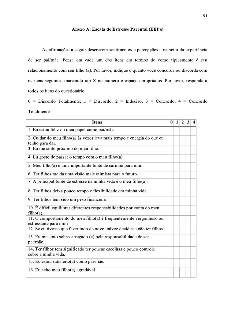 Escala de Estresse Parental | PDF