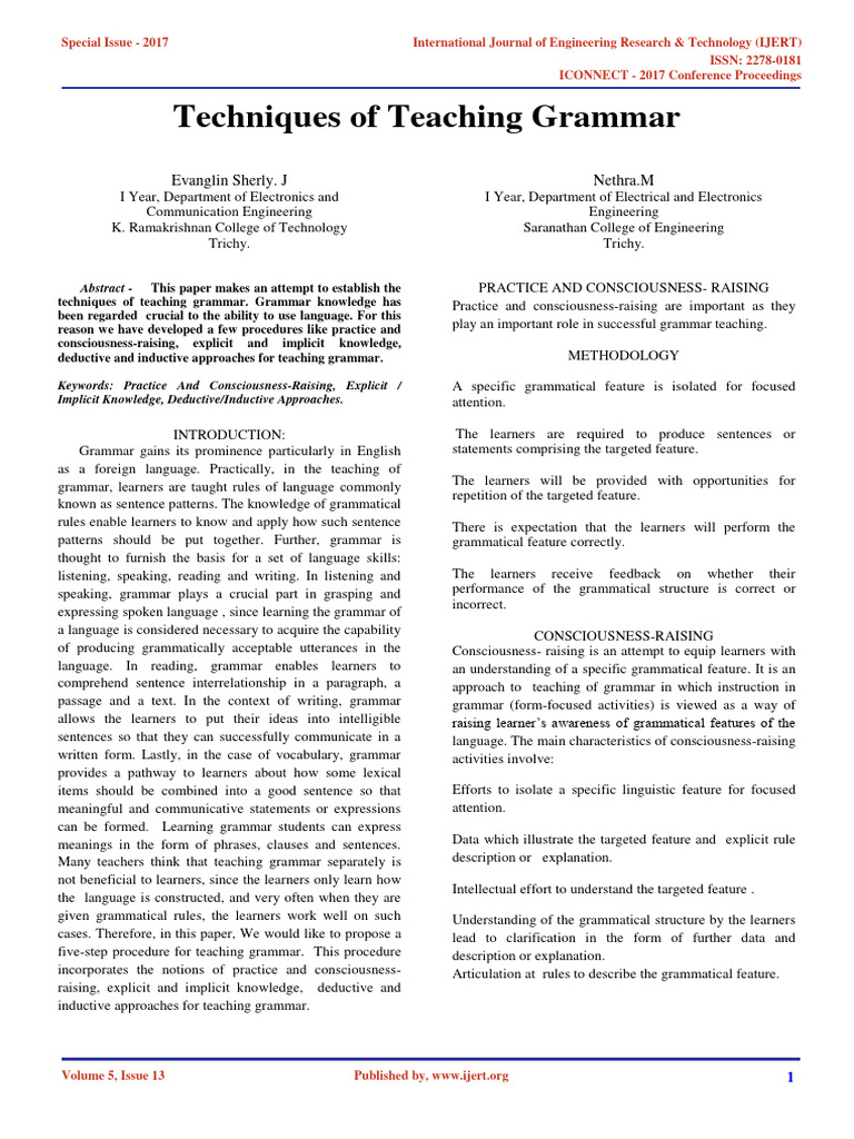 Effective Grammar Teaching Techniques | PDF | Learning | Knowledge