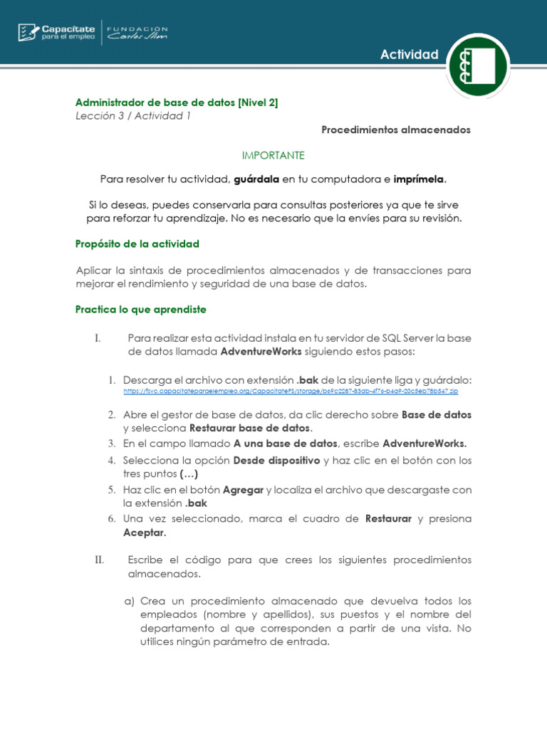 Procedimientos y Transacciones SQL | PDF | Bases de datos | Servidor SQL de Microsoft