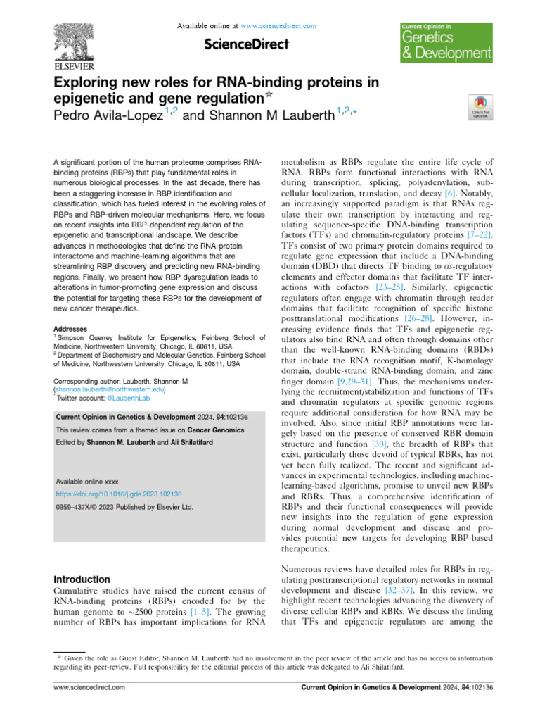 2024 - Exploring New Roles for RNA-binding Proteins in Epigenetic and ... 2024 - Exploring New Roles for RNA-binding Proteins in Epigenetic and ...