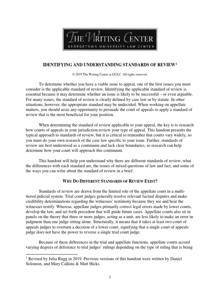 Understanding Standards of Review | PDF | Standard Of Review ...