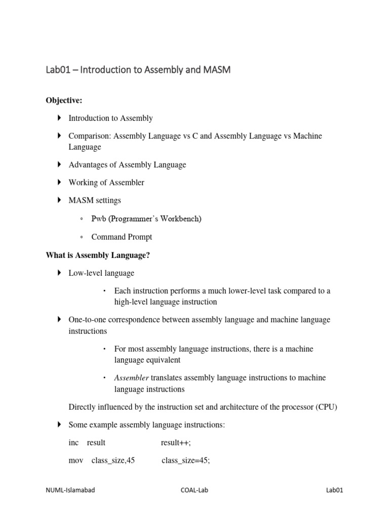 Coal Lab 1 Output Screen Short | Download Free PDF | Assembly Language | Computer Programming