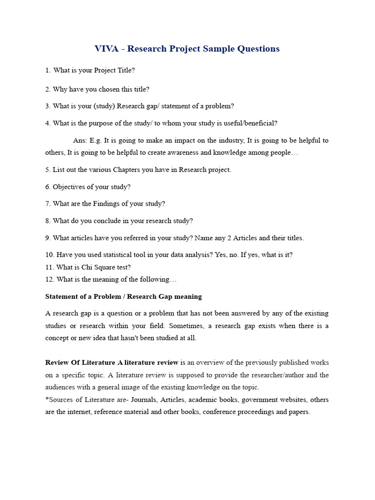 RM Viva Sample Questions | PDF | Survey Methodology | Questionnaire