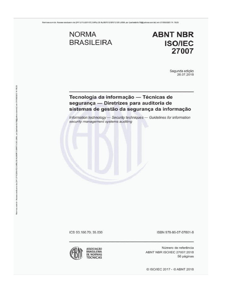 Abnt NBR Iso-Iec 27007 - 2018 | PDF