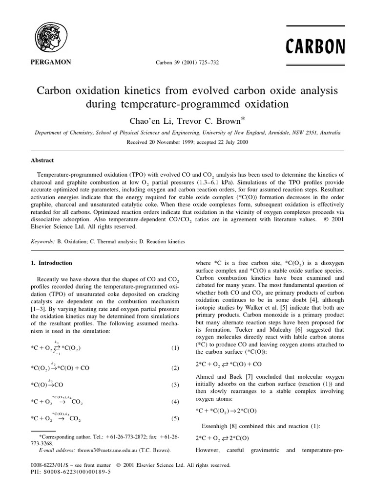 Carbon Oxidation Kinetics From Evolved Carbon Oxide Analysis During ...