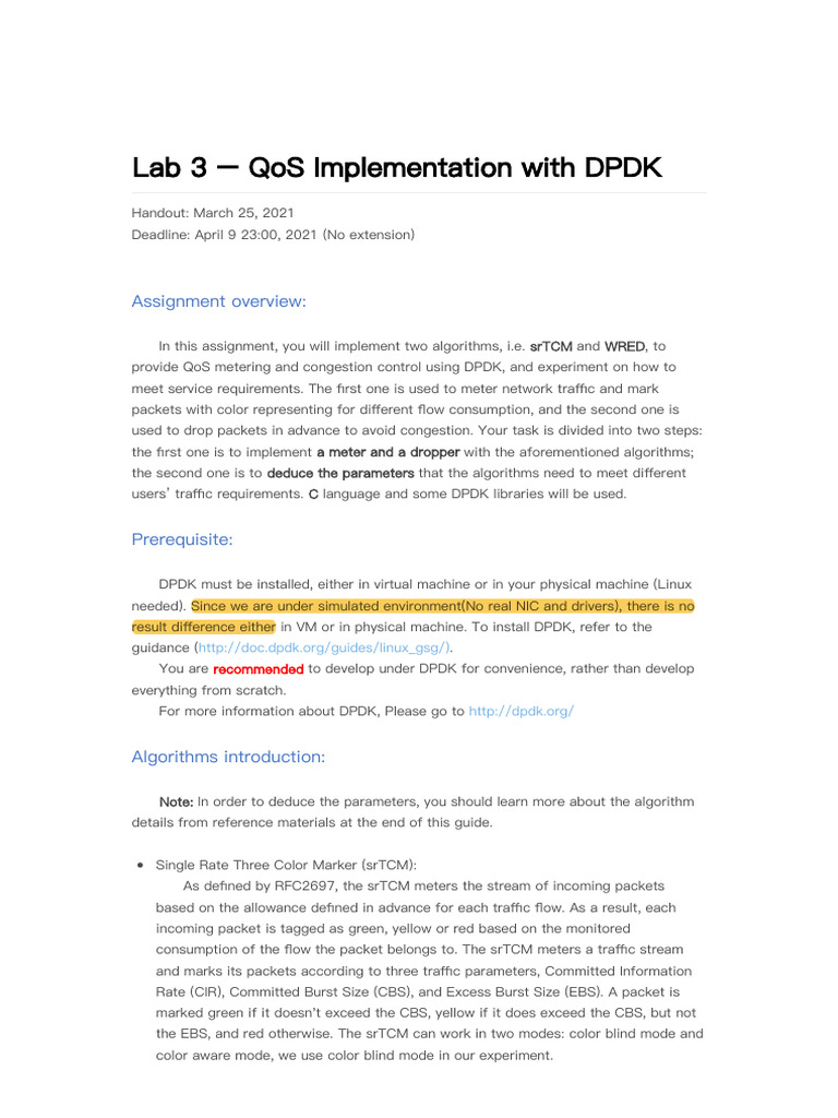 Lab 3 - QoS Implementation With DPDK | PDF | Computer Engineering ... Lab 3 - QoS Implementation With DPDK | PDF | Computer Engineering ...