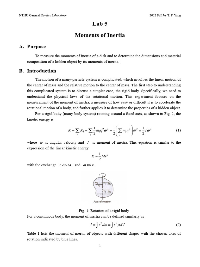 Measuring Moments of Inertia in Physics | PDF | Rotation Around A Fixed ...