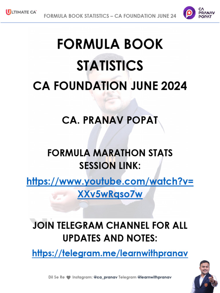 Stats Formula Book J24 Pranav Popat FIB | PDF | Normal Distribution | Mode (Statistics)