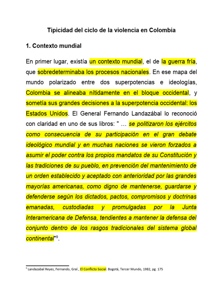 Tipicidad Del Ciclo de La Violencia en Colombia | PDF | Colombia | Guerra de guerrillas