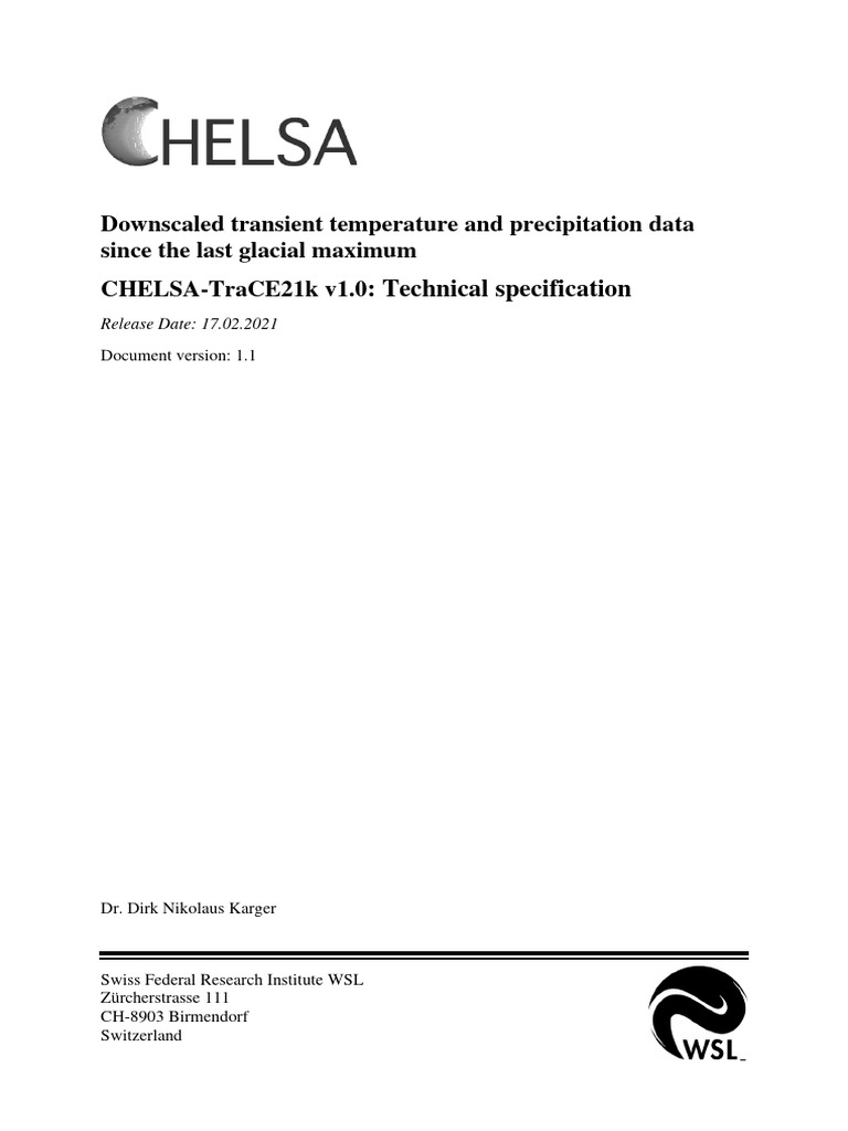 chelsa-trace21k_technical_documentation | PDF | Earth Sciences | Geographic Data And Information