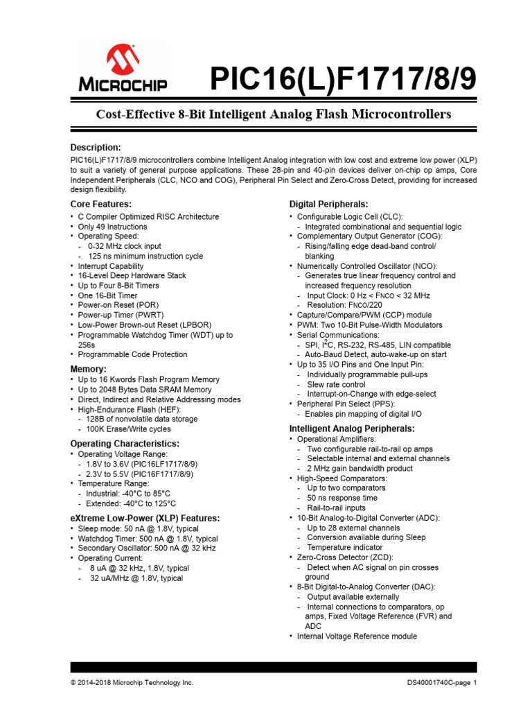 PIC16F1717 | PDF | Microcontroller | Computer Hardware