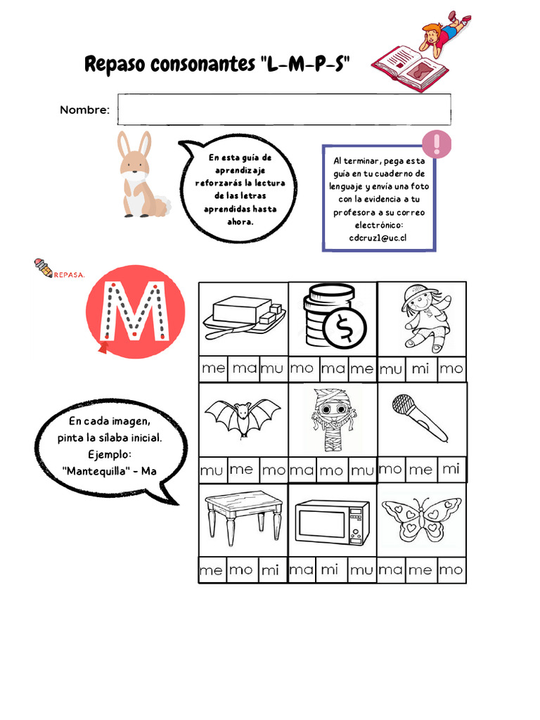 Repaso consonantes L-M-P-S- 1° básico | PDF