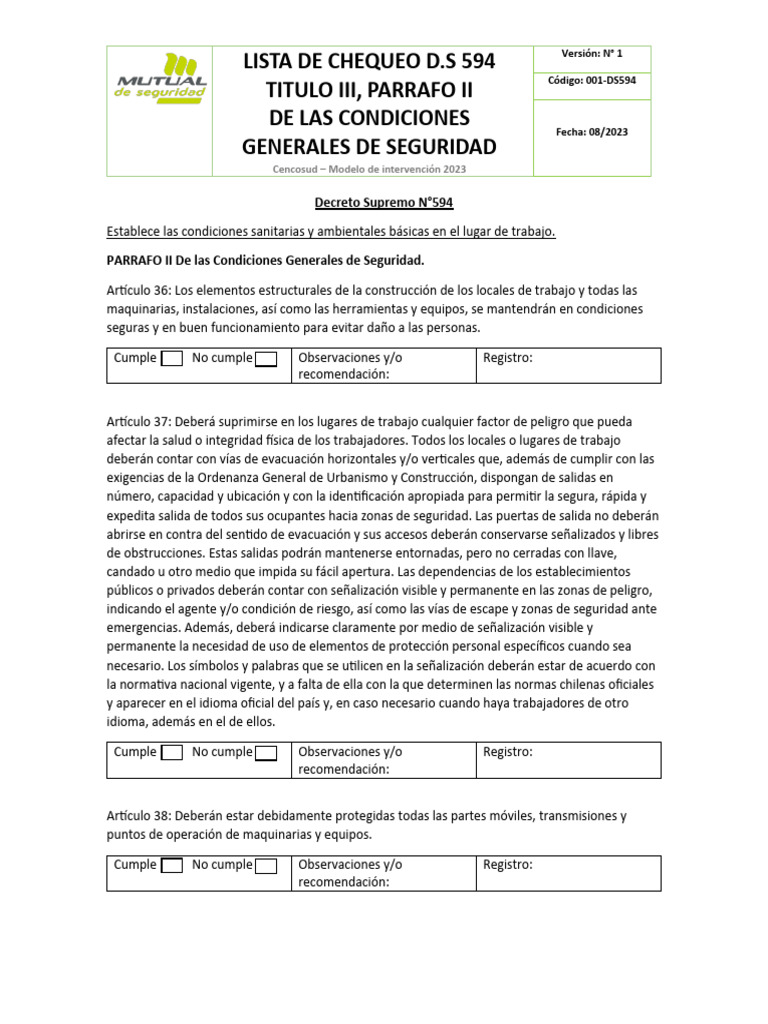 D.S 594 Tipo | PDF | Tecnología