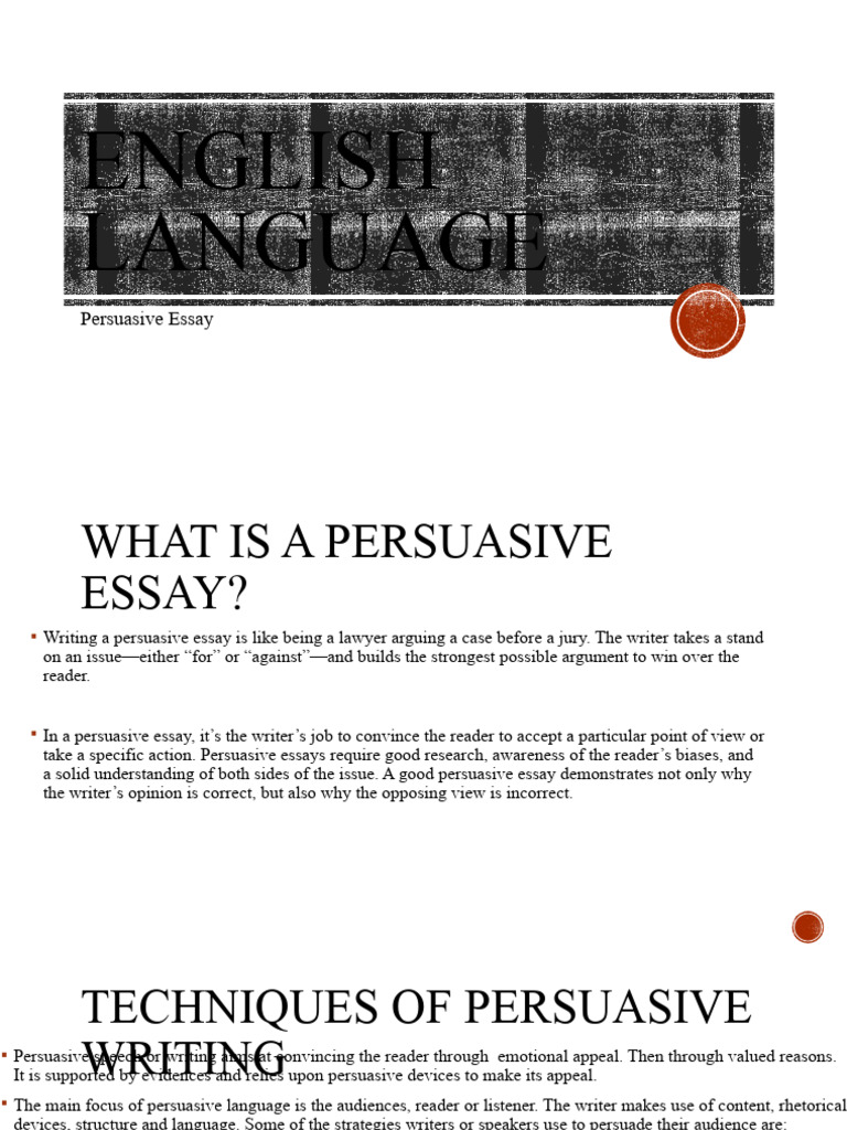 English Language - Persuasive Essay | PDF | Persuasion | Cognition