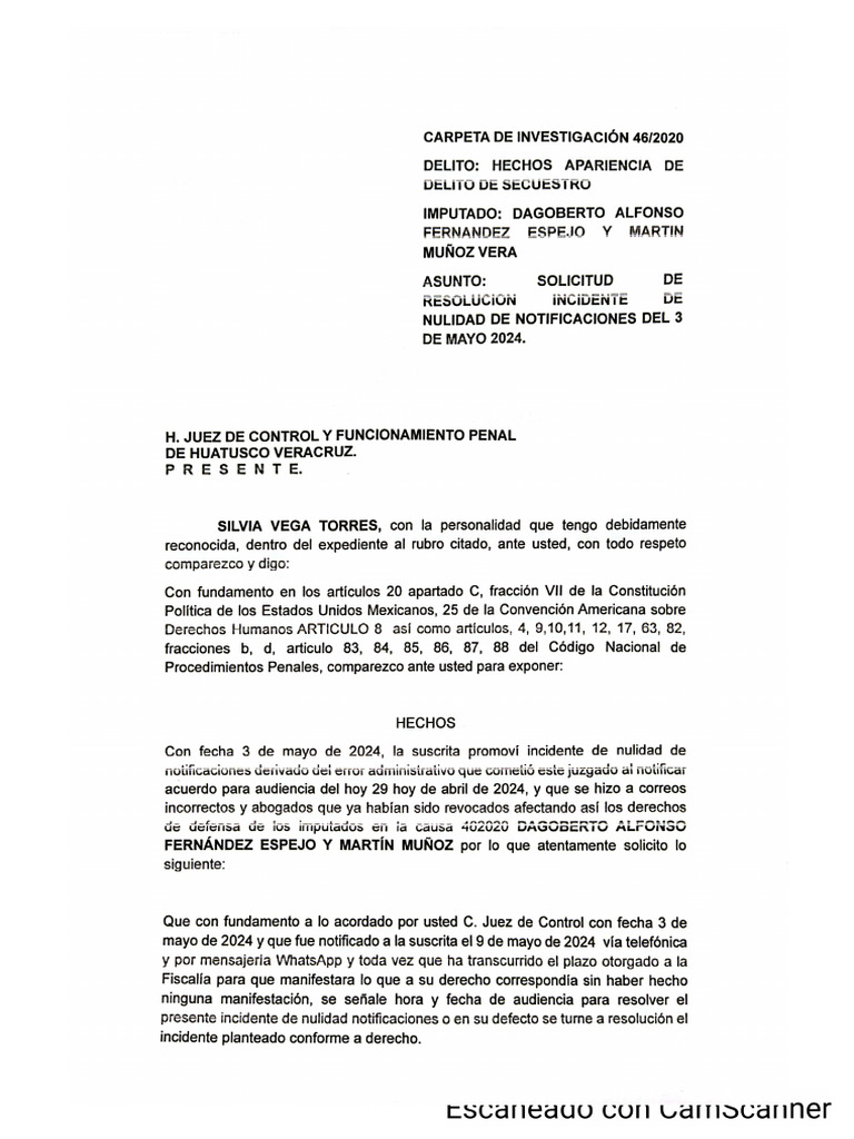 Solicitud de Resolver Inc Nulidad | PDF