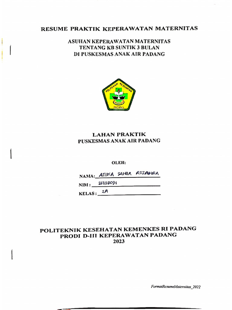 LK KB (Injeksi 3bulan) - Atika Sania Azzahra | PDF