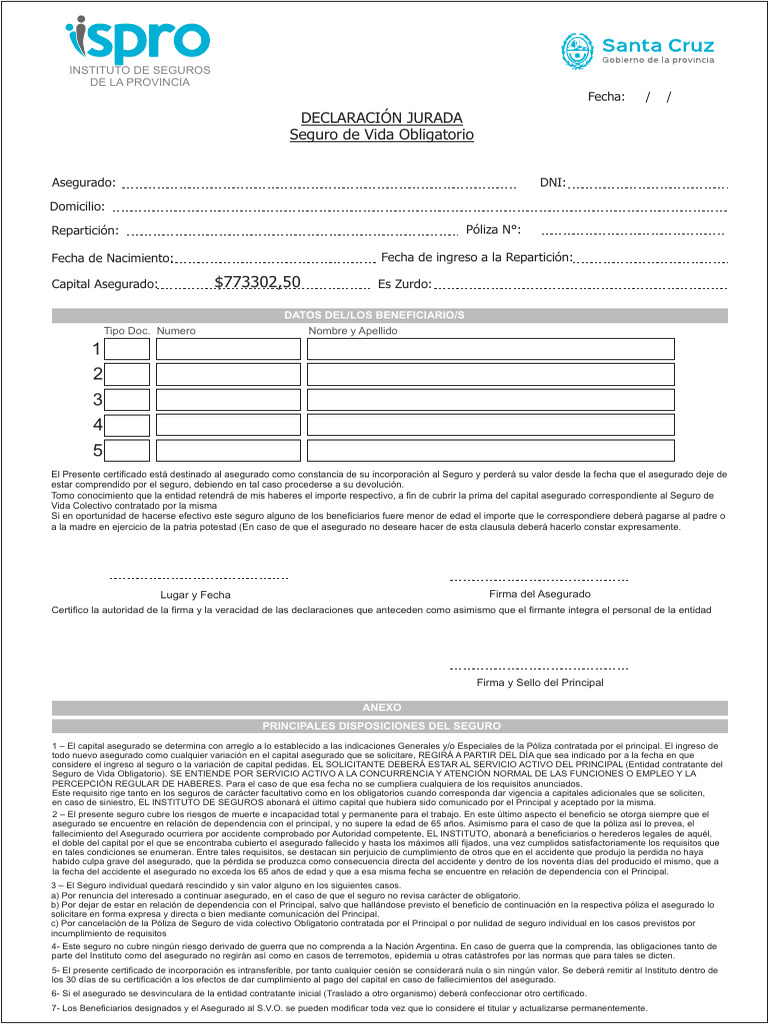 declaracion_Jurada | PDF | Póliza de seguros | Seguro