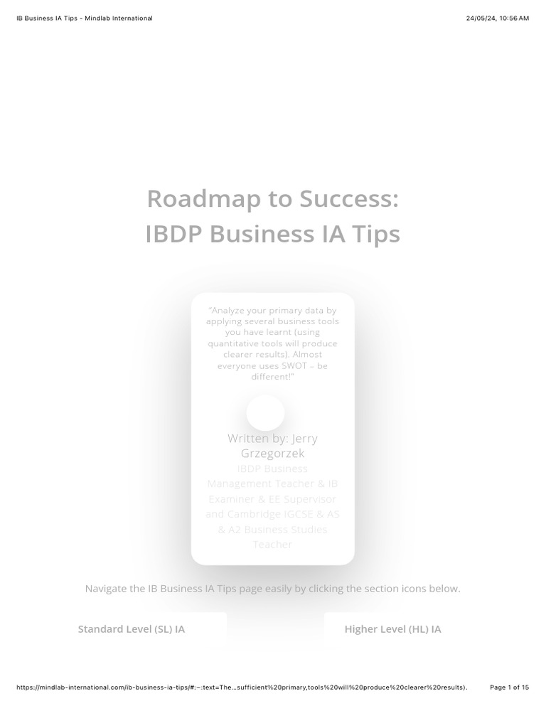 IB Business IA Tips - Mindlab International | PDF | Evaluation | Cognition