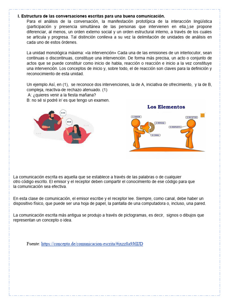 Estructura de Las Conversaciones Escritas para Una Buena Comunicación ...