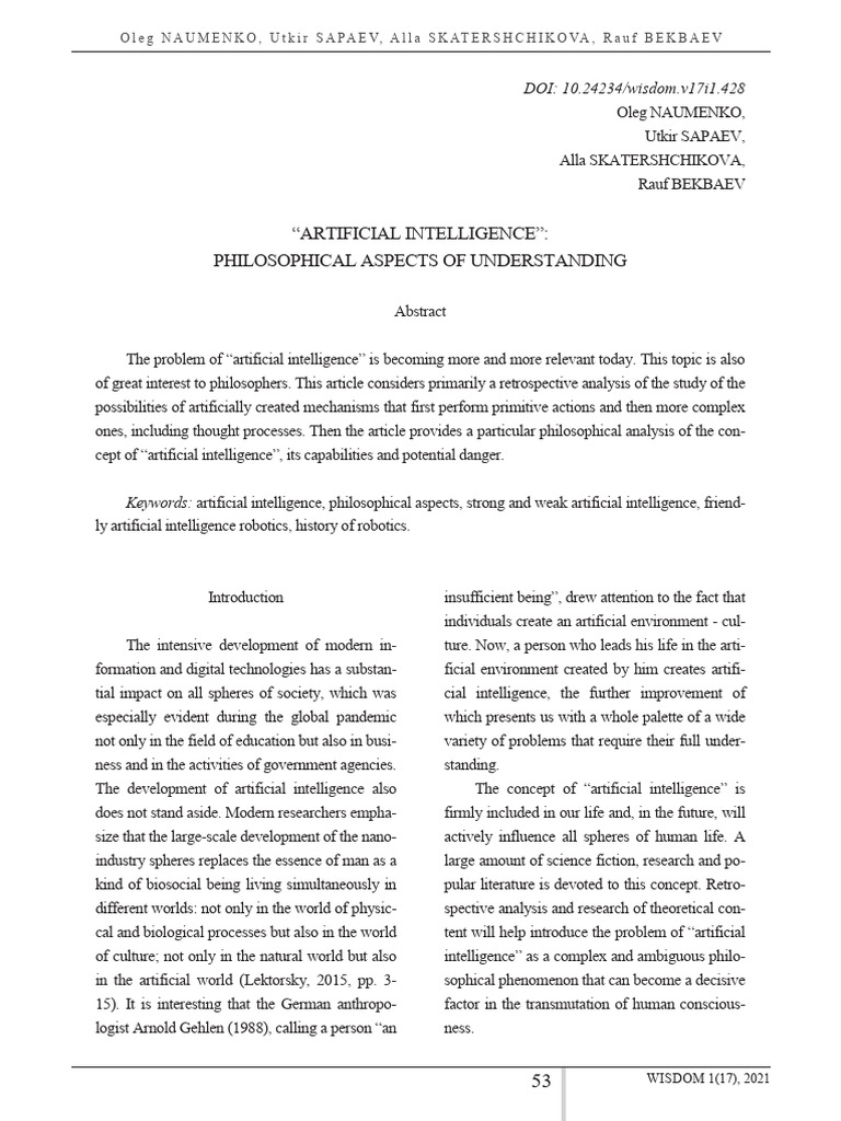 Artificial Intelligence Philosophical A | PDF | Thought | Mind