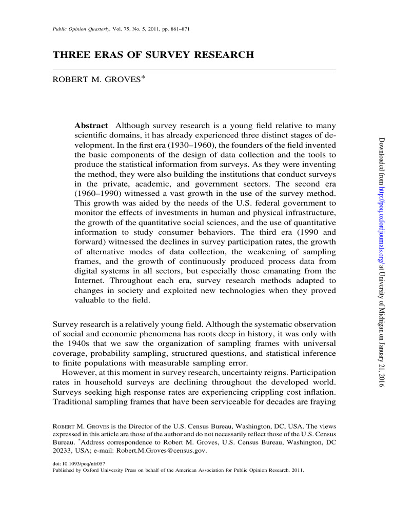 Evolution of Survey Research Methods | PDF | Survey Methodology | Sampling (Statistics)