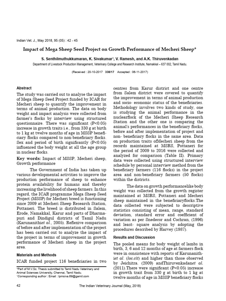 2018 Impact of Mega Sheep Seed Project On | PDF | Agriculture | Animals ...