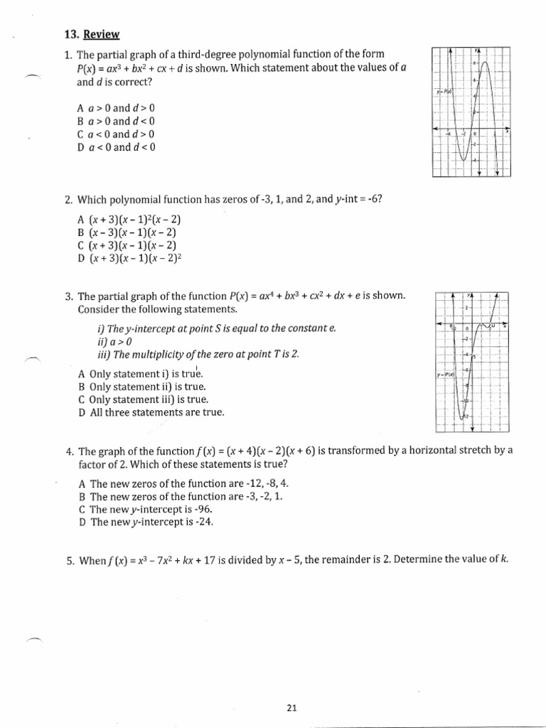 Polynomial Functions and Solutions | PDF | Zero Of A Function | Function (Mathematics)