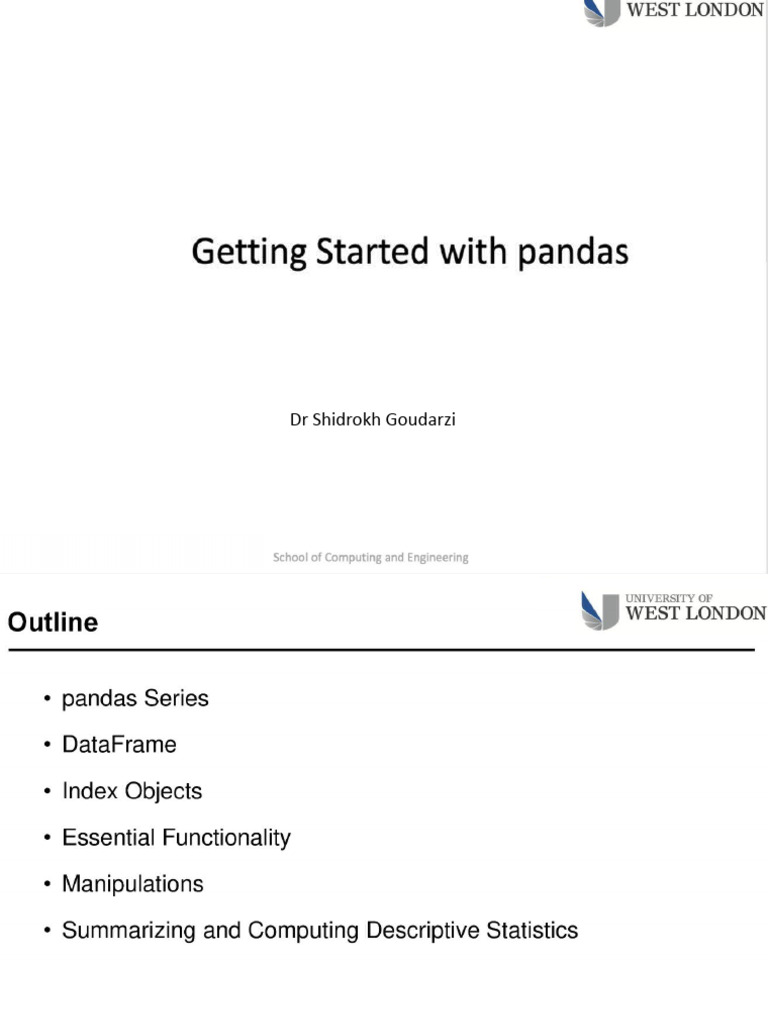 Lecture 7 - Getting Started With Pandas | PDF | Computer Science ...