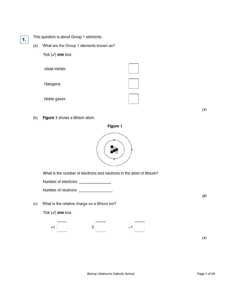 Foundation Chemistry Paper 1 | PDF | Sodium | Chemical Bond
