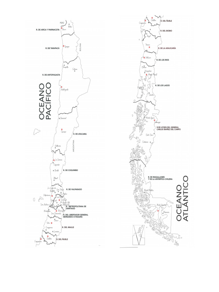 Mapa de Chile y Sus Regiones. | PDF