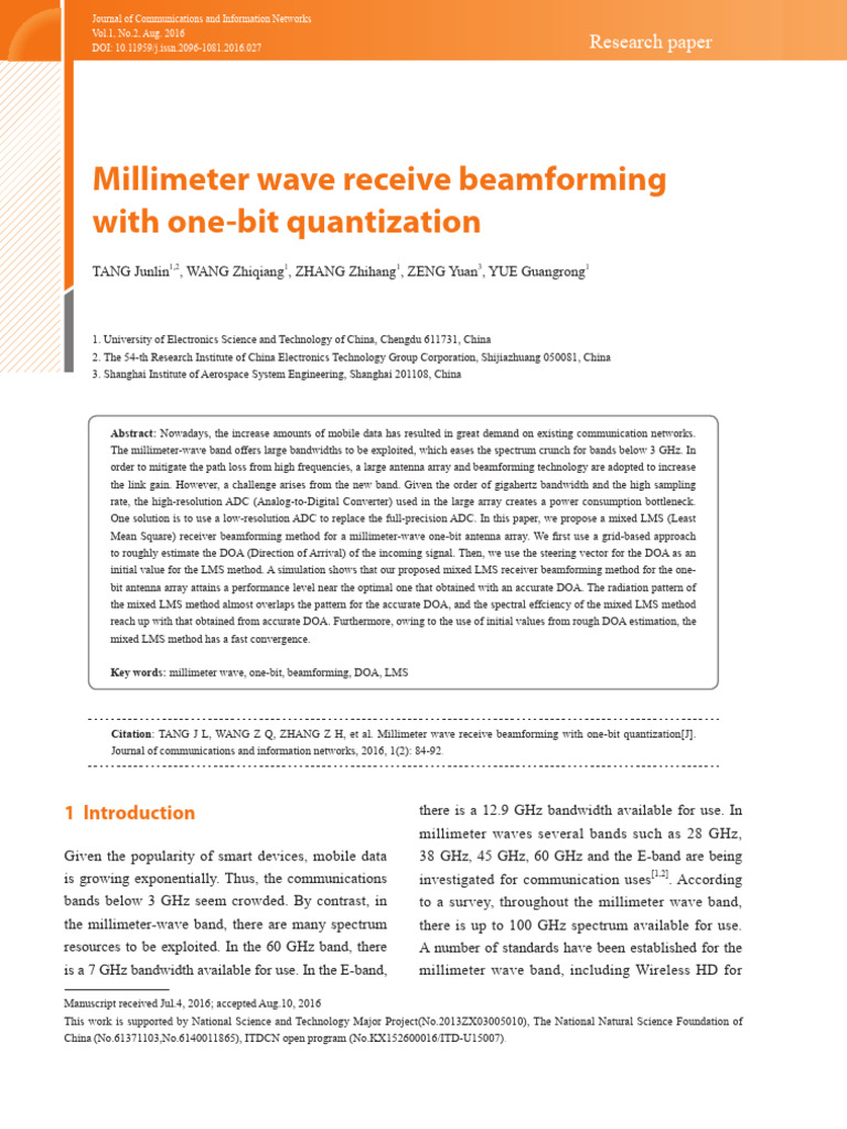 IEEE One Bit Beam Forming | PDF | Antenna (Radio) | Analog To Digital ...