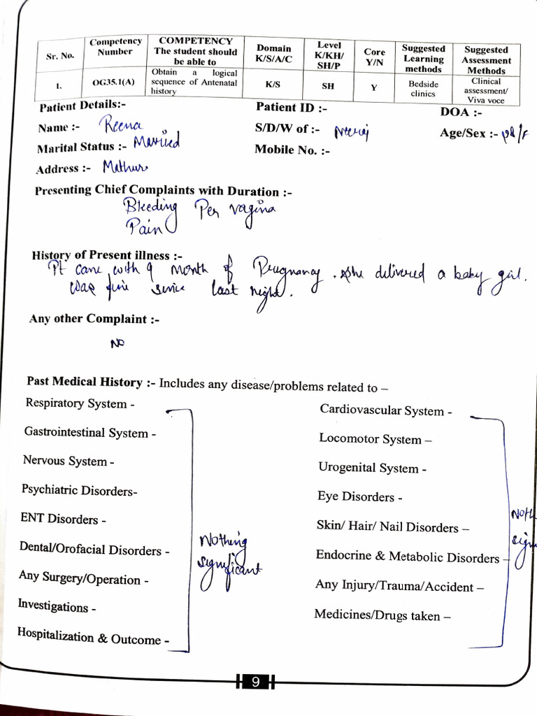 Obs Gyn Logbook | PDF